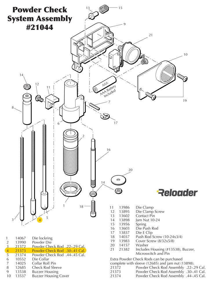 Dillon Powder Check System Parts Powder Check Rod Assembly,.30-.41 cal ...